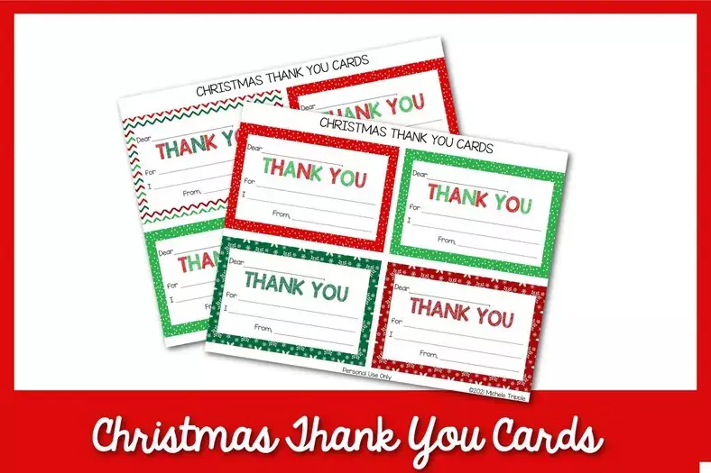 Printable Christmas Thank You Cards | AllFreeChristmasCrafts.com