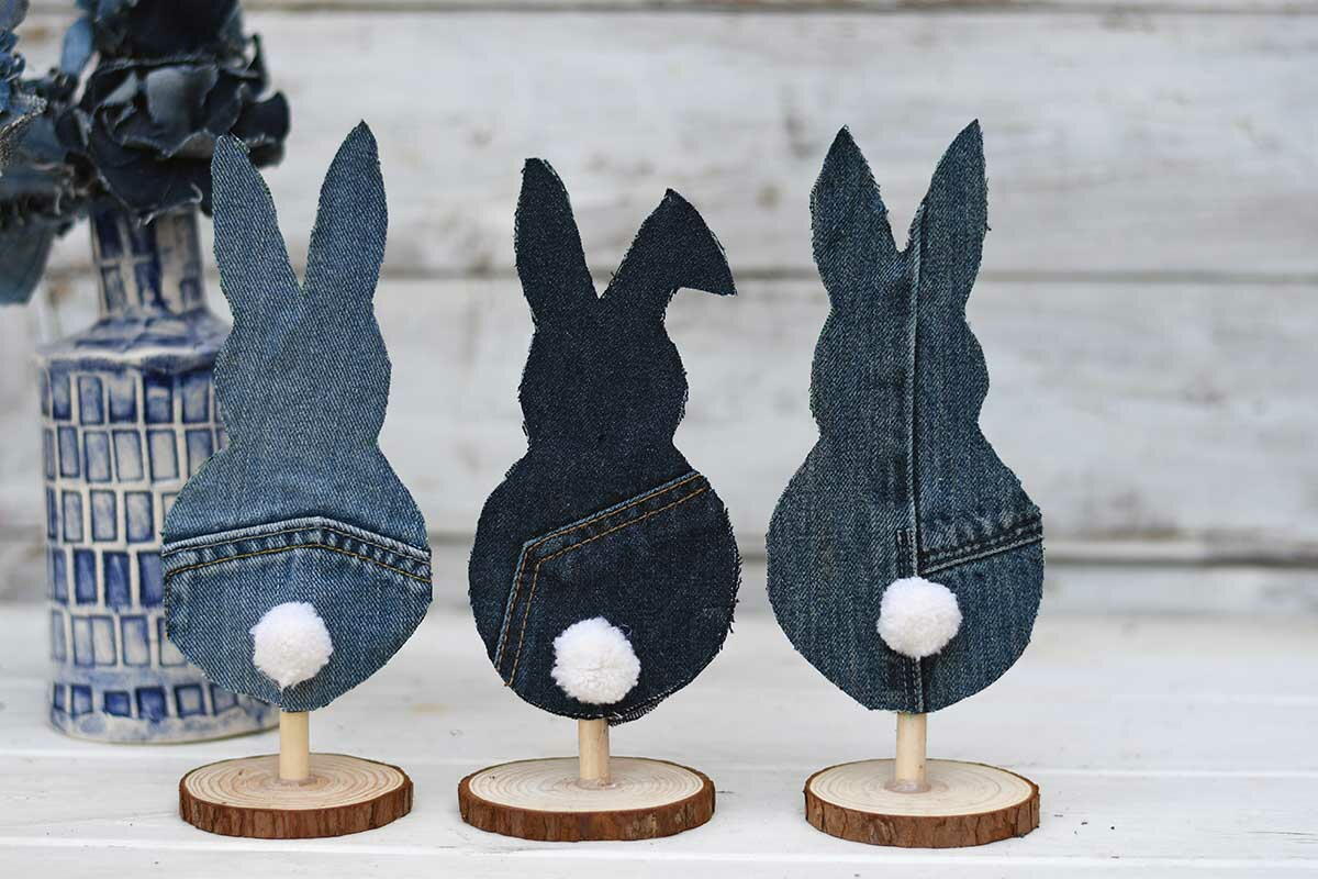 Upcycled Denim Bunny Decoration | FaveCrafts.com