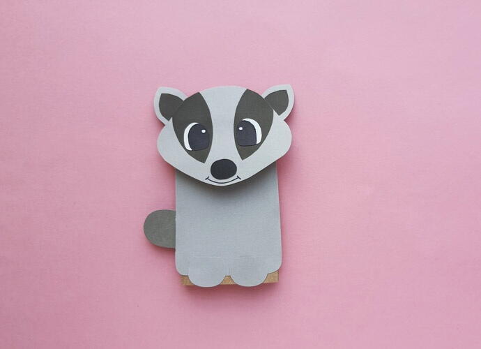 Paper Bag Badger Puppet | AllFreeKidsCrafts.com