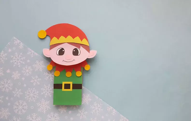 Elf Paper Bag Puppet | AllFreeChristmasCrafts.com