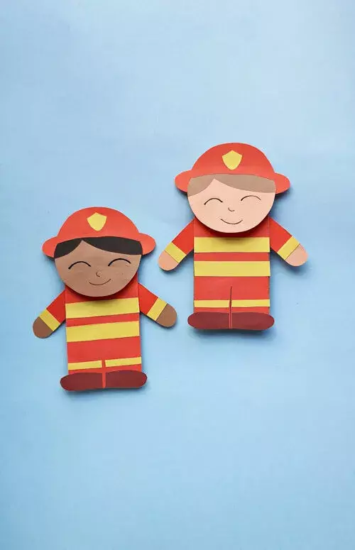 Paper Bag Firefighter Puppet | AllFreeHolidayCrafts.com