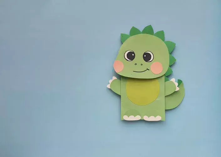 Paper Bag Dinosaur Puppet | FaveCrafts.com
