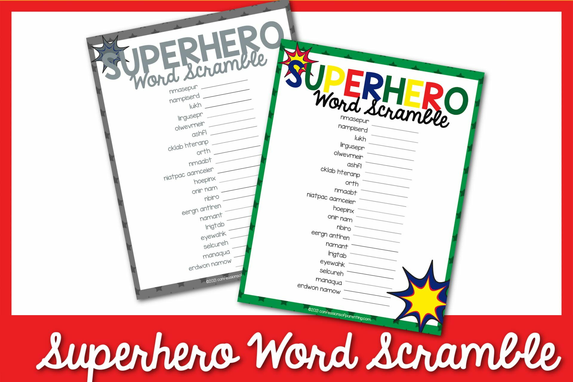 Free Superhero Word Scramble | FaveCrafts.com