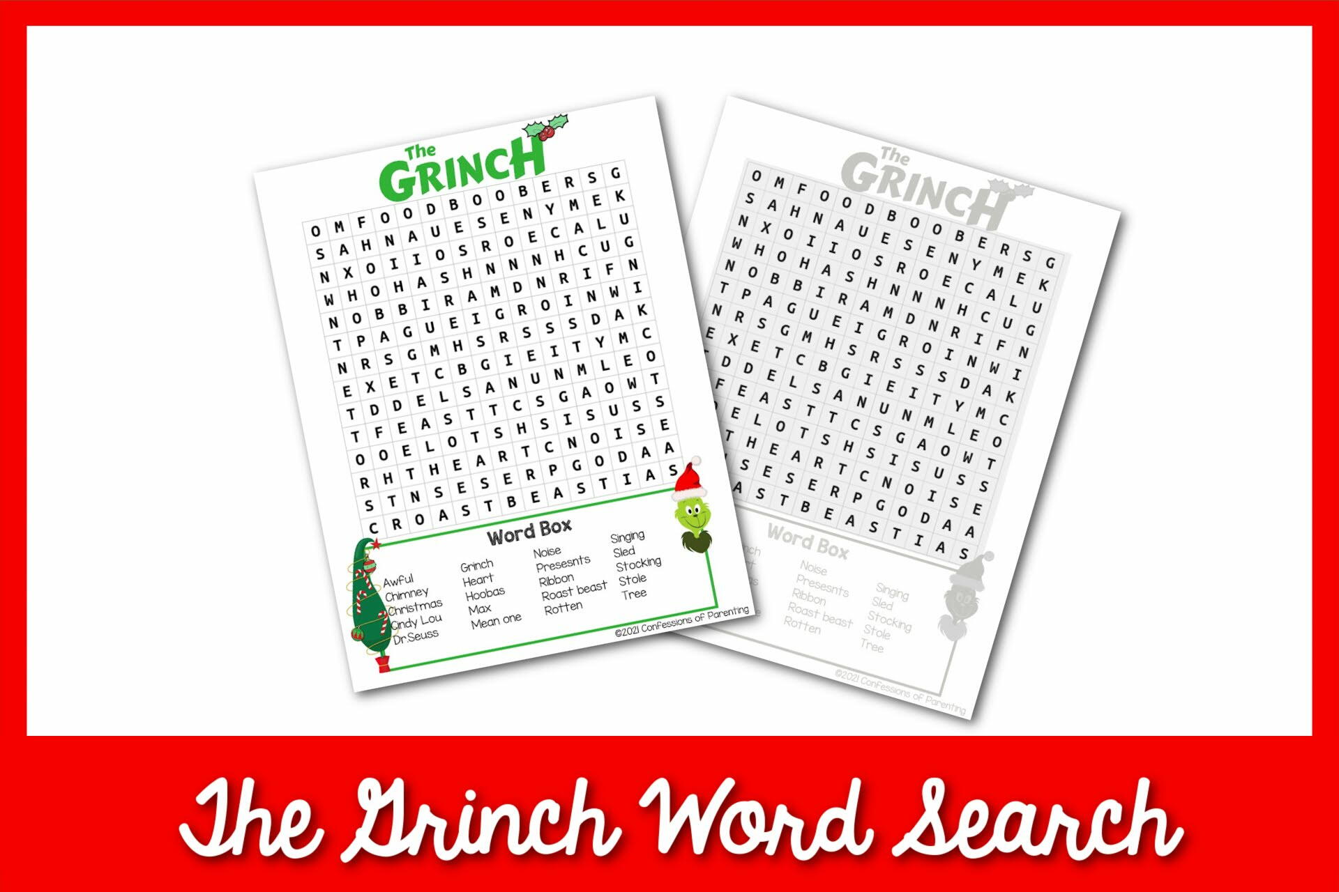Grinch Word Search Printable | AllFreeChristmasCrafts.com
