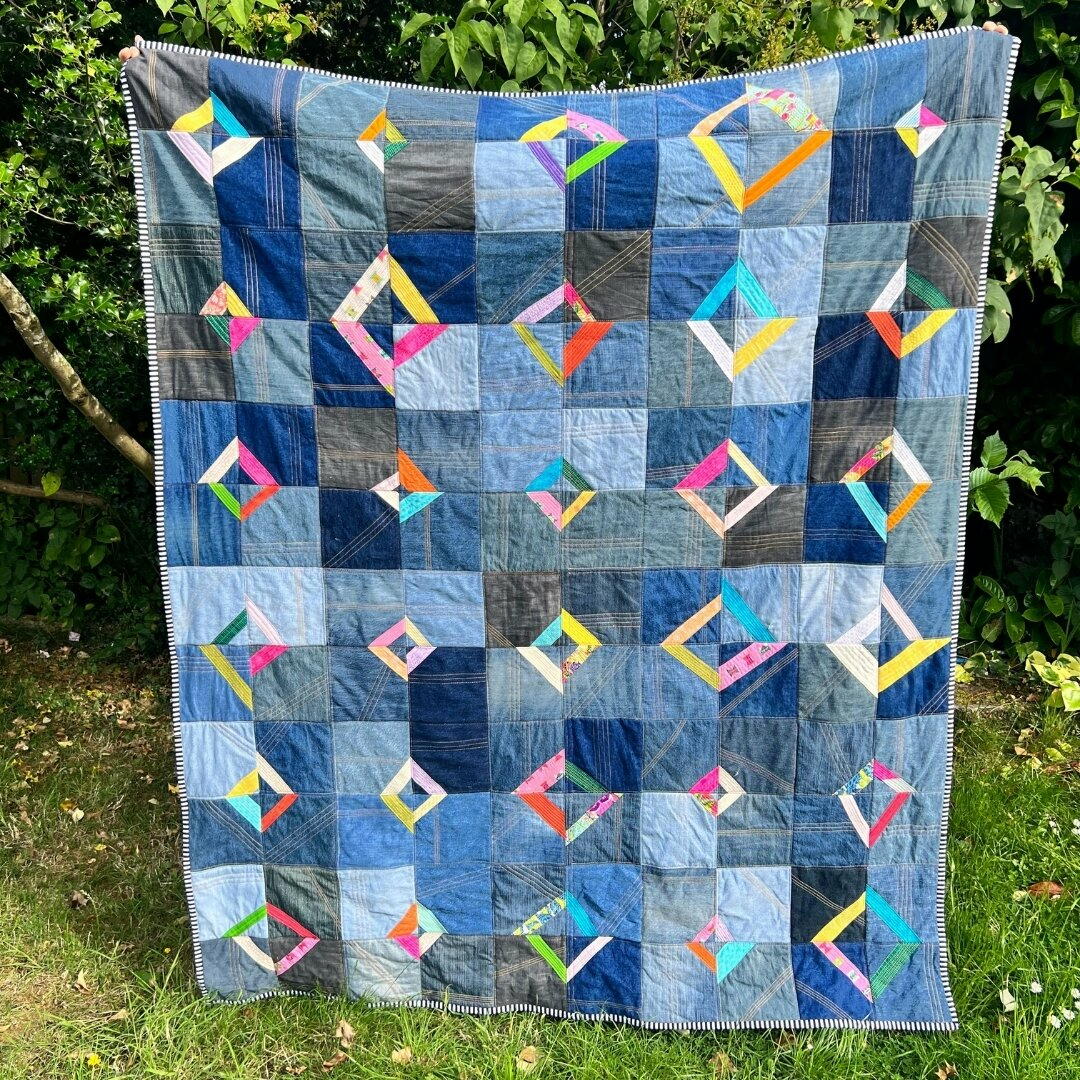 Quilt-as-you-go Denim Throw Quilt | FaveQuilts.com
