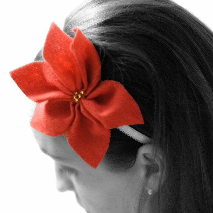 Easy Christmas Poinsettia Headband | AllFreeSewing.com