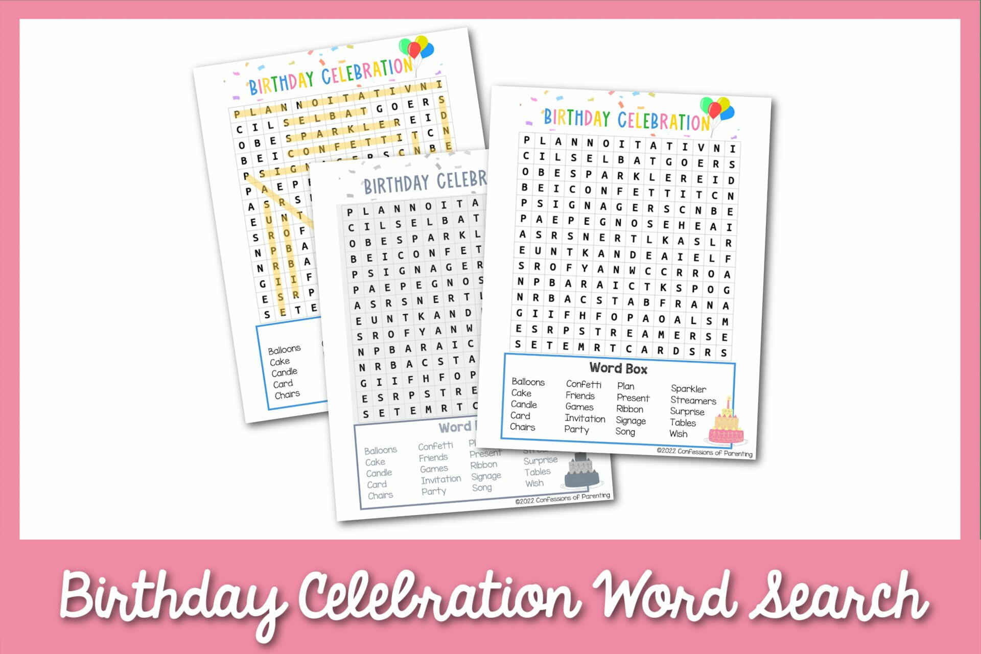 Free Birthday Celebration Word Search | FaveCrafts.com