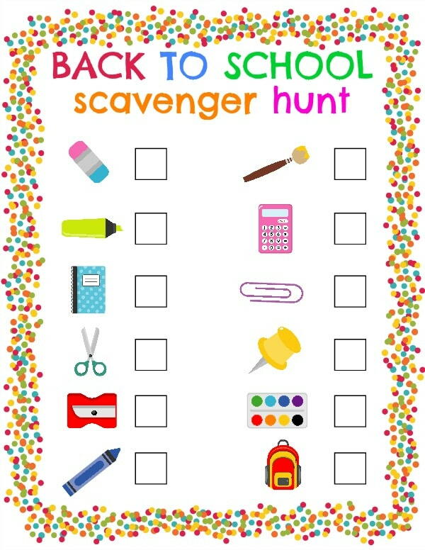Back To School Scavenger Hunt | AllFreeKidsCrafts.com