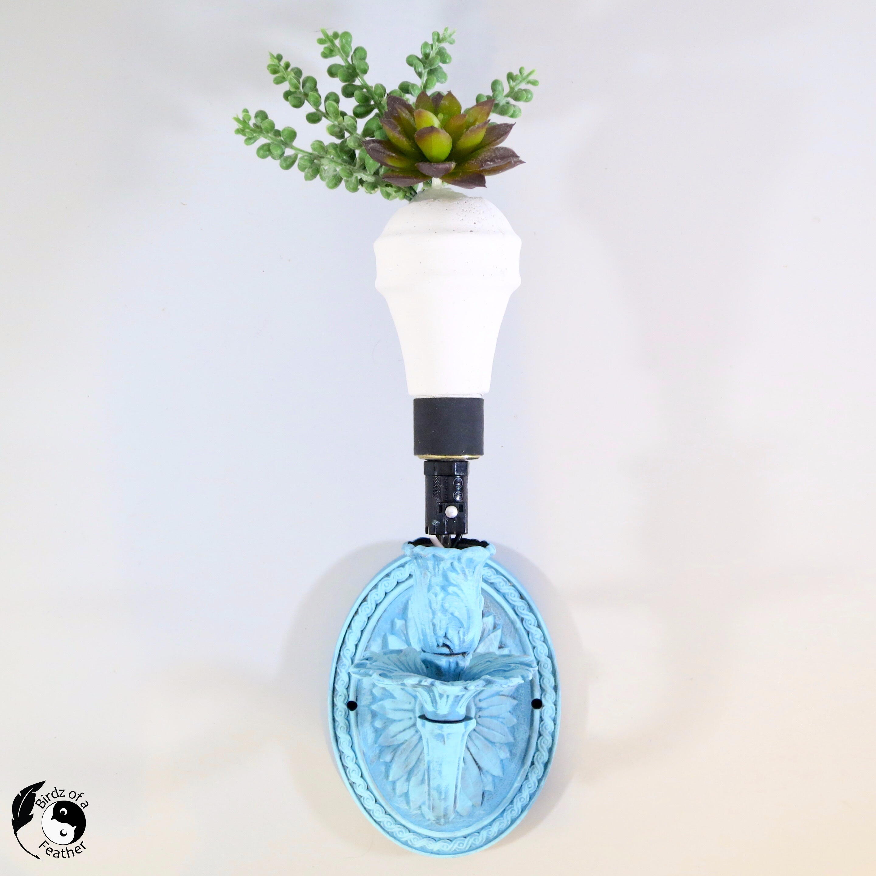 Upcycled Light Fixture Planter | DIYIdeaCenter.com