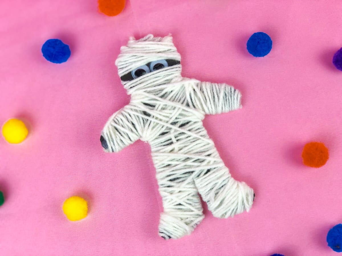 Halloween Yarn Mummy Craft | AllFreeKidsCrafts.com