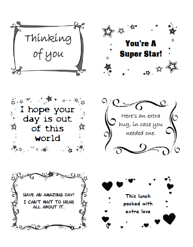 Printable Lunch Notes For Kids | AllFreeKidsCrafts.com