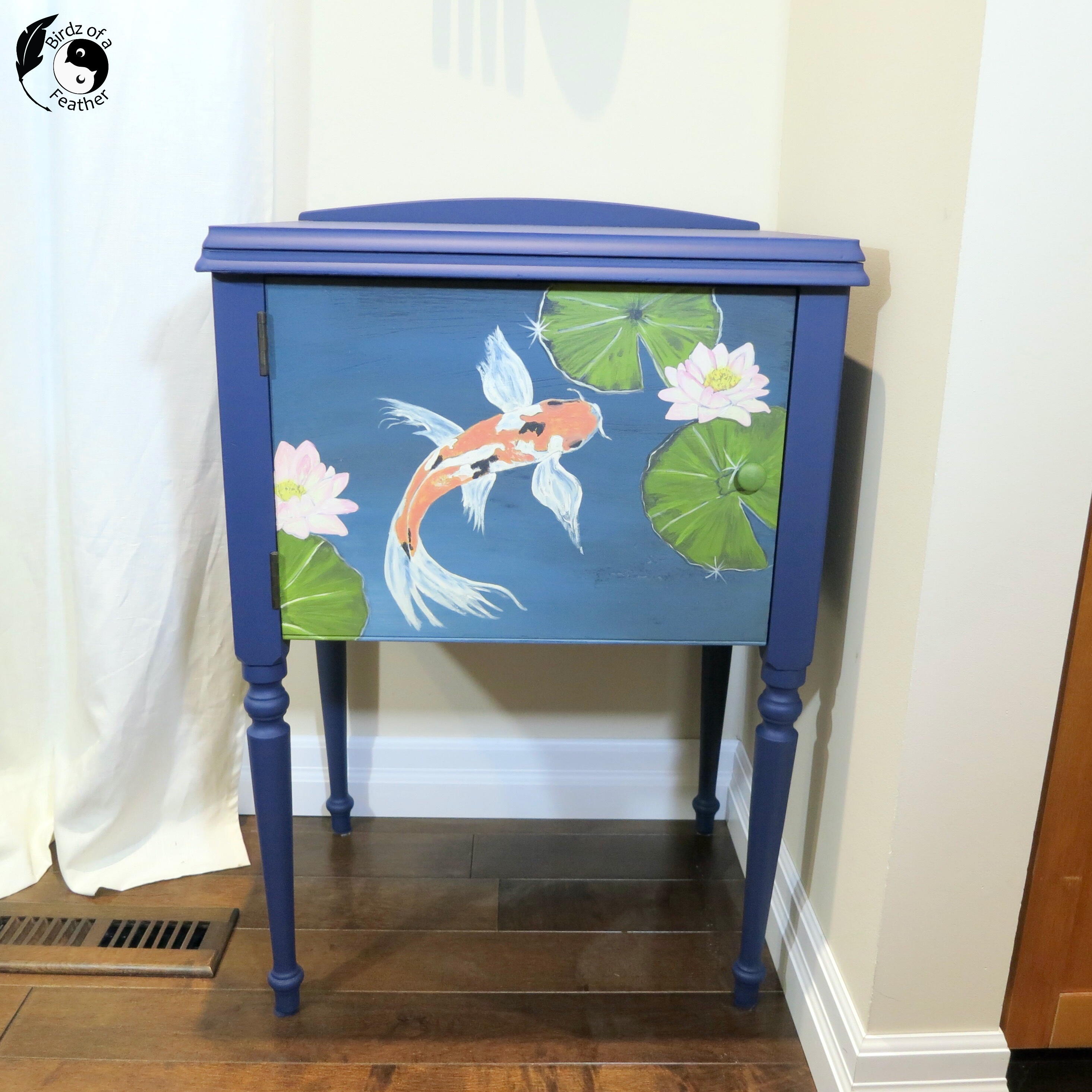 Upcycled Sewing Table - Learn To Hand Paint A Pond Scene ...