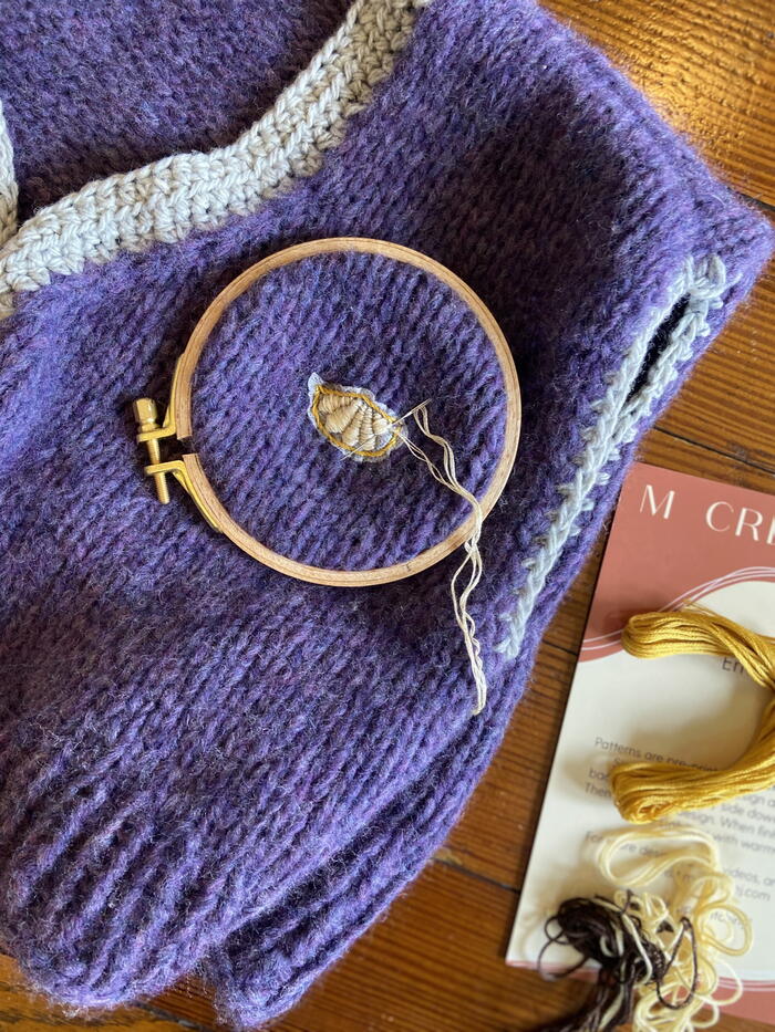 Embroidery on a Hand Knit Garment | FaveCrafts.com