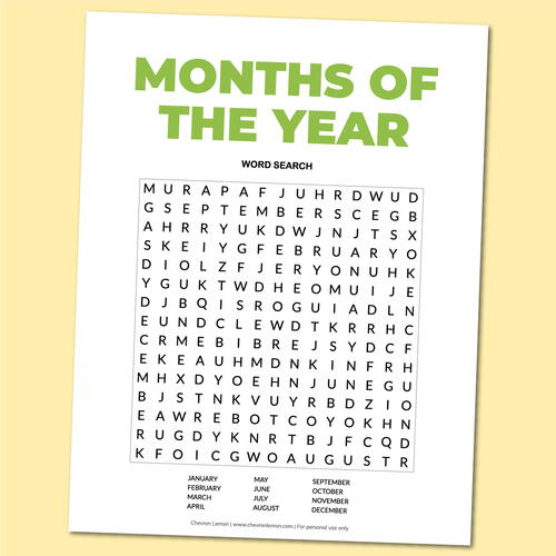 Months Of The Year Word Search | DIYIdeaCenter.com