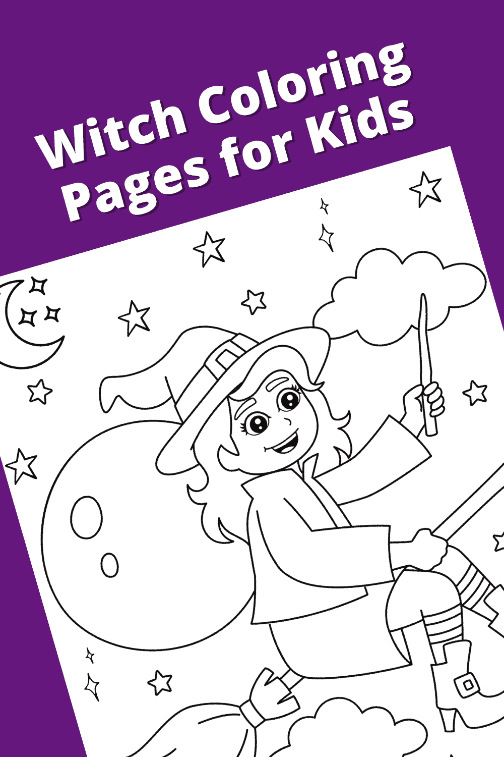 Cute Halloween Witch Coloring Pages For Kids | DIYIdeaCenter.com
