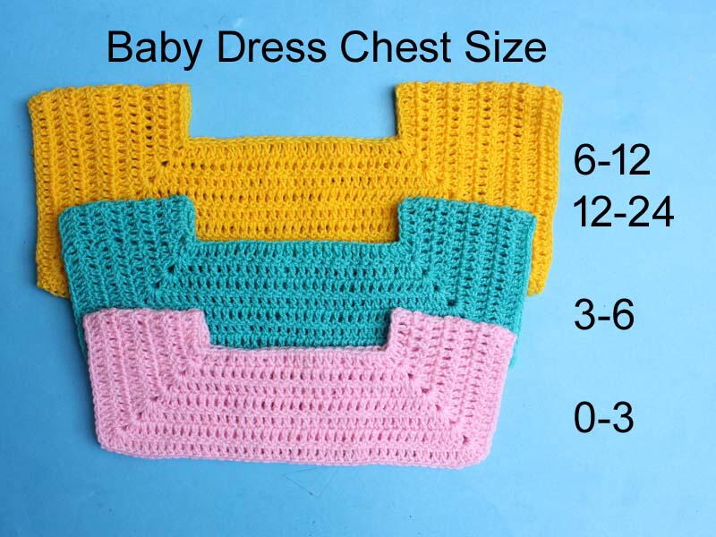 Crochet Baby Dress Chest Size 6-12 & 12-24 Months Measurement /helpful ...