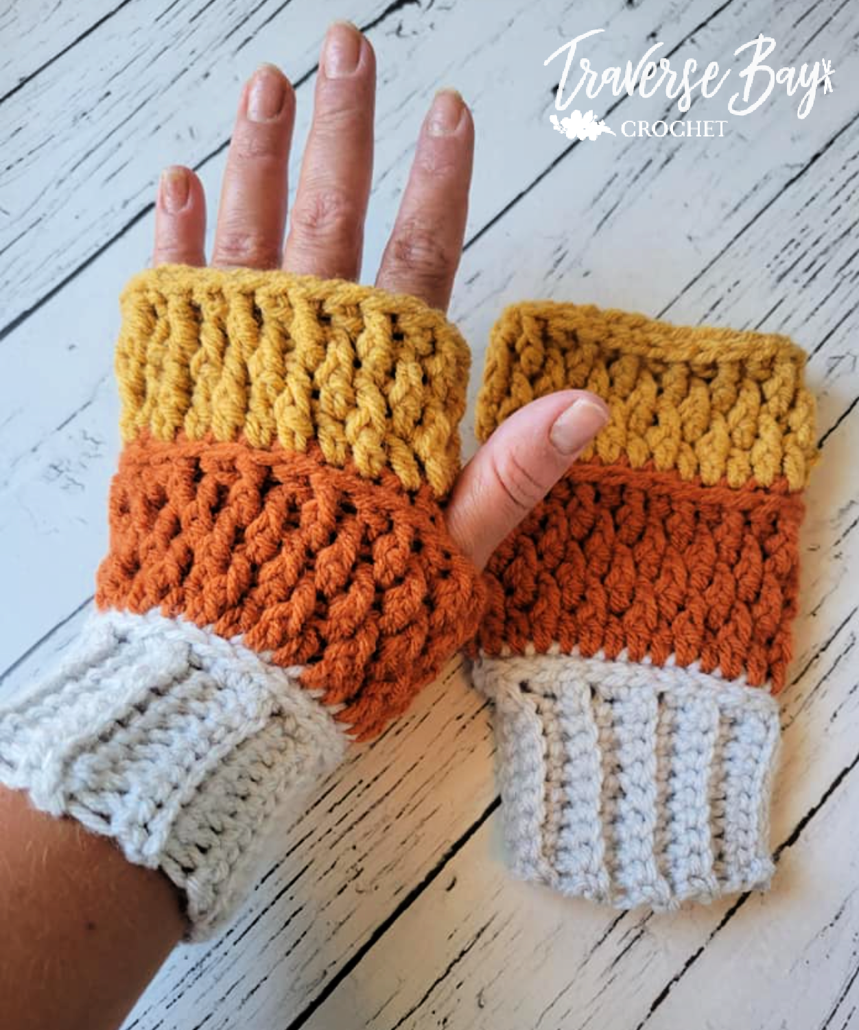 Tri Alpine Fingerless Mittens | AllFreeCrochet.com