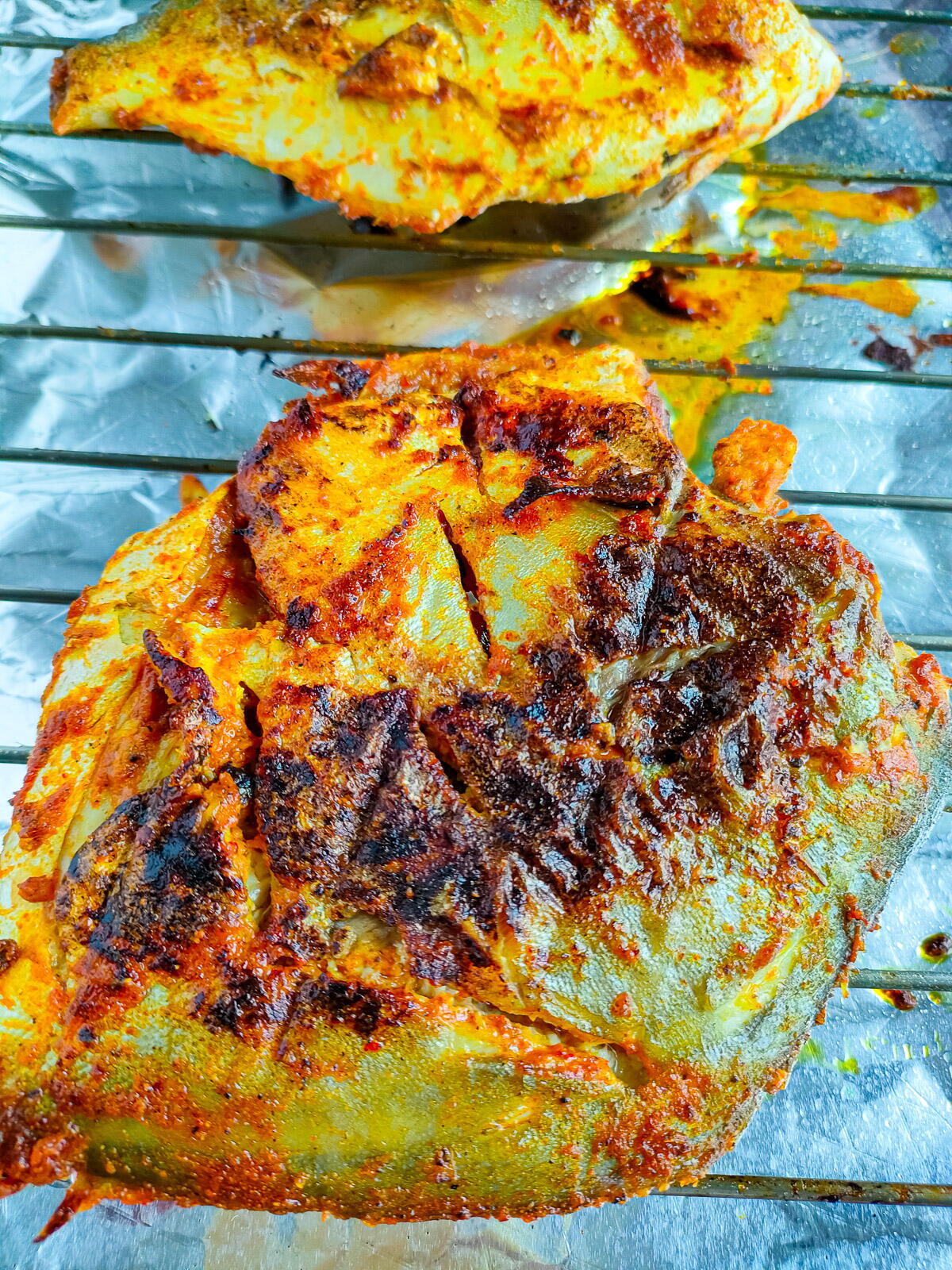 Easy Tandoori Pomfret Recipe (stovetop+oven) | FaveHealthyRecipes.com