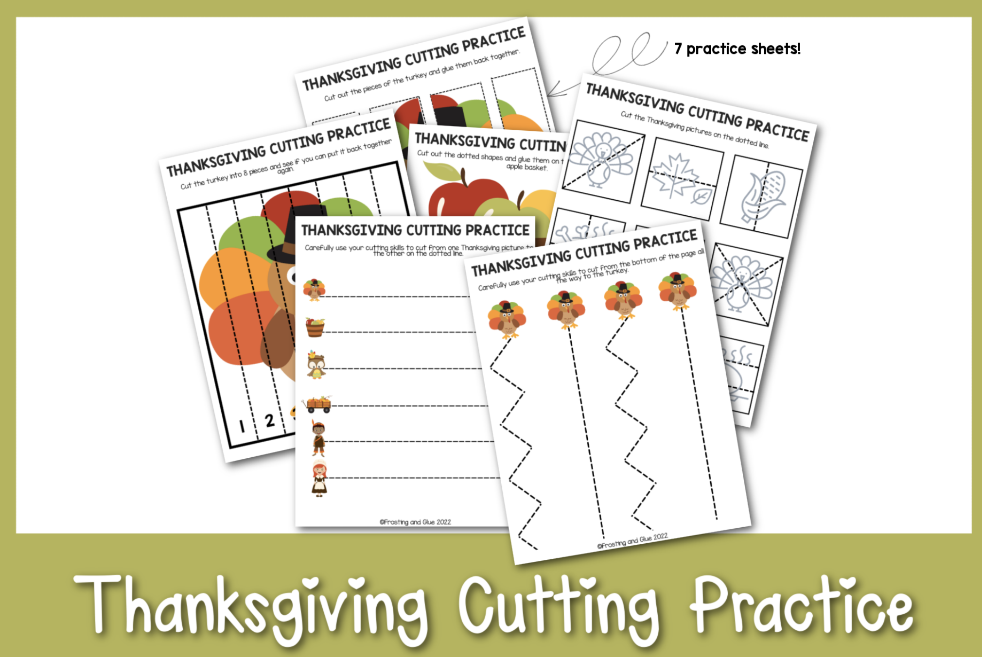 Thanksgiving Cutting Practice Printables For Kids | CheapThriftyLiving.com