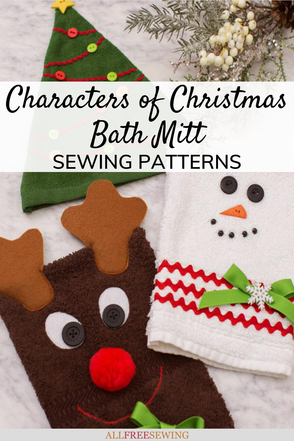 Characters of Christmas Bath Mitt Sewing Patterns | AllFreeSewing.com