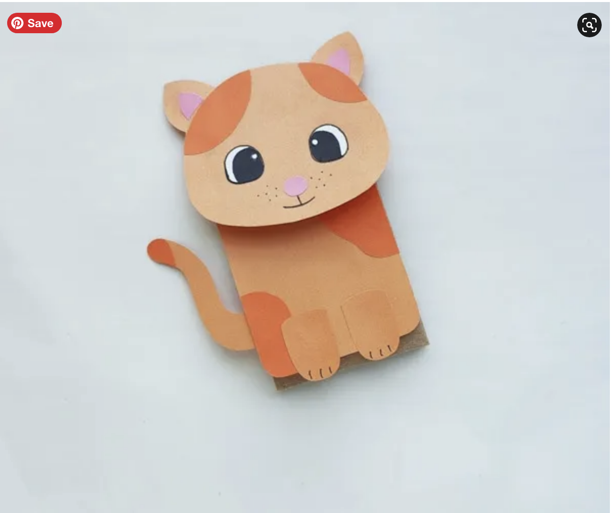Cat Paper Bag Puppet | AllFreePaperCrafts.com