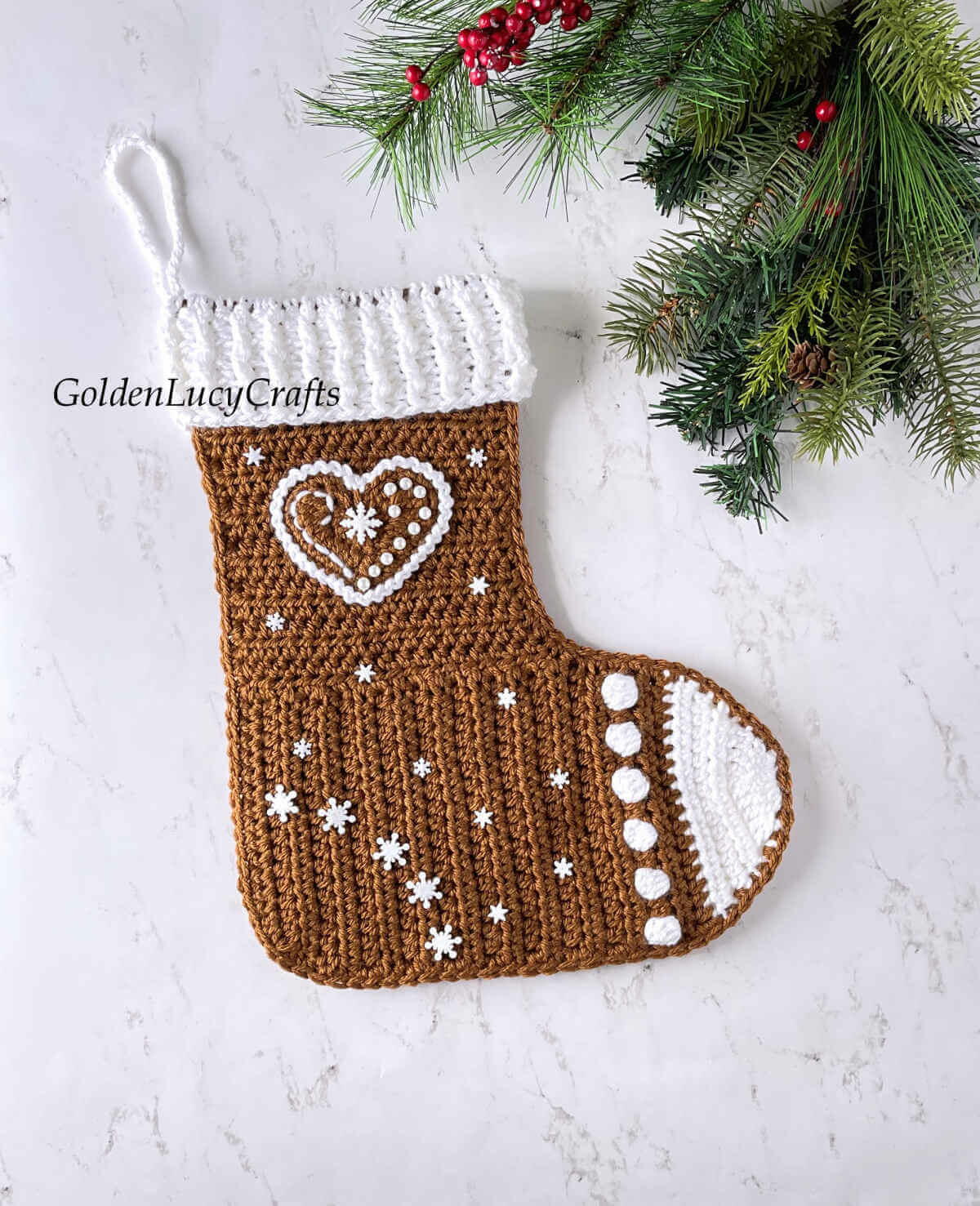 Gingerbread Stocking | AllFreeCrochet.com