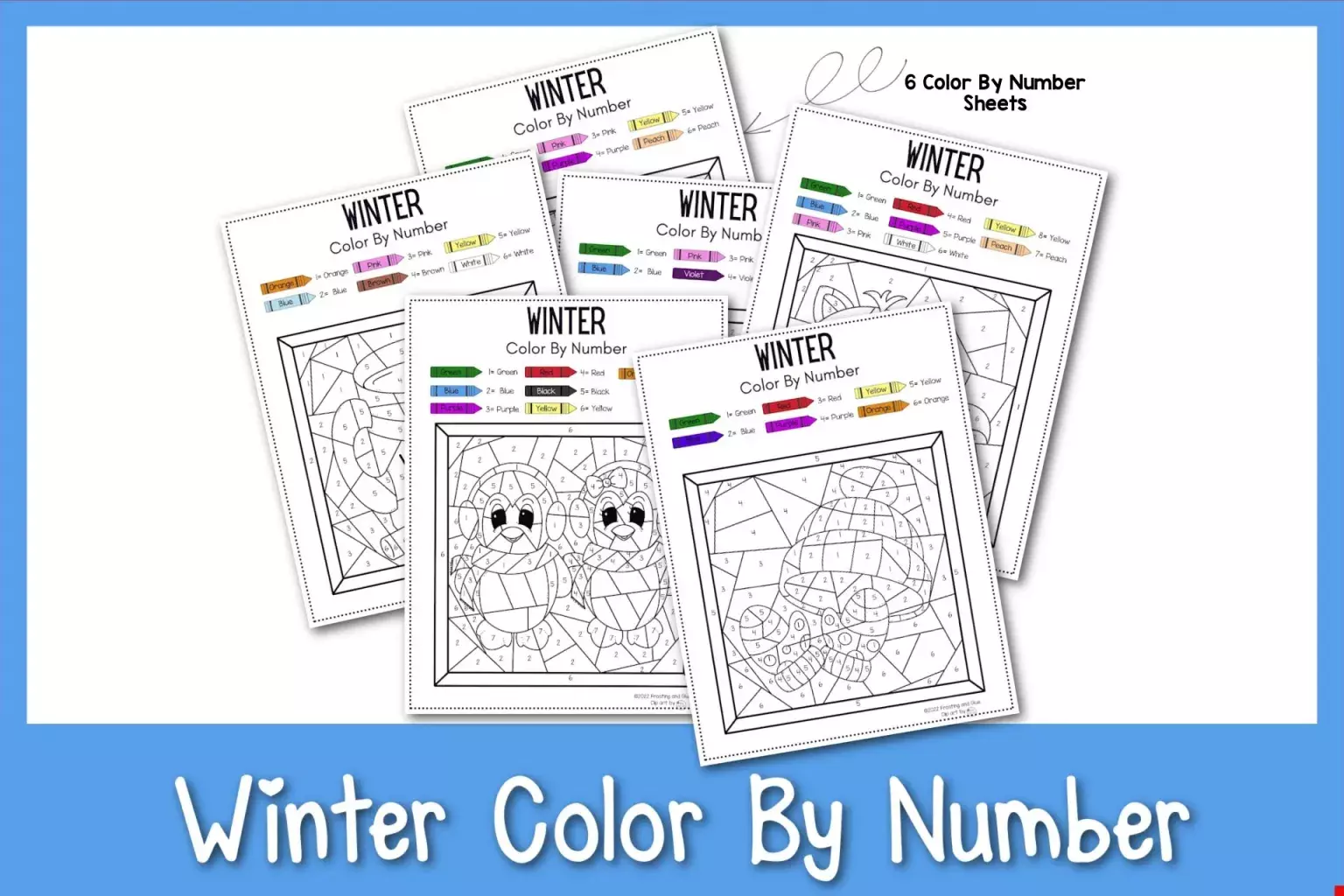 Winter Color By Number | AllFreeKidsCrafts.com