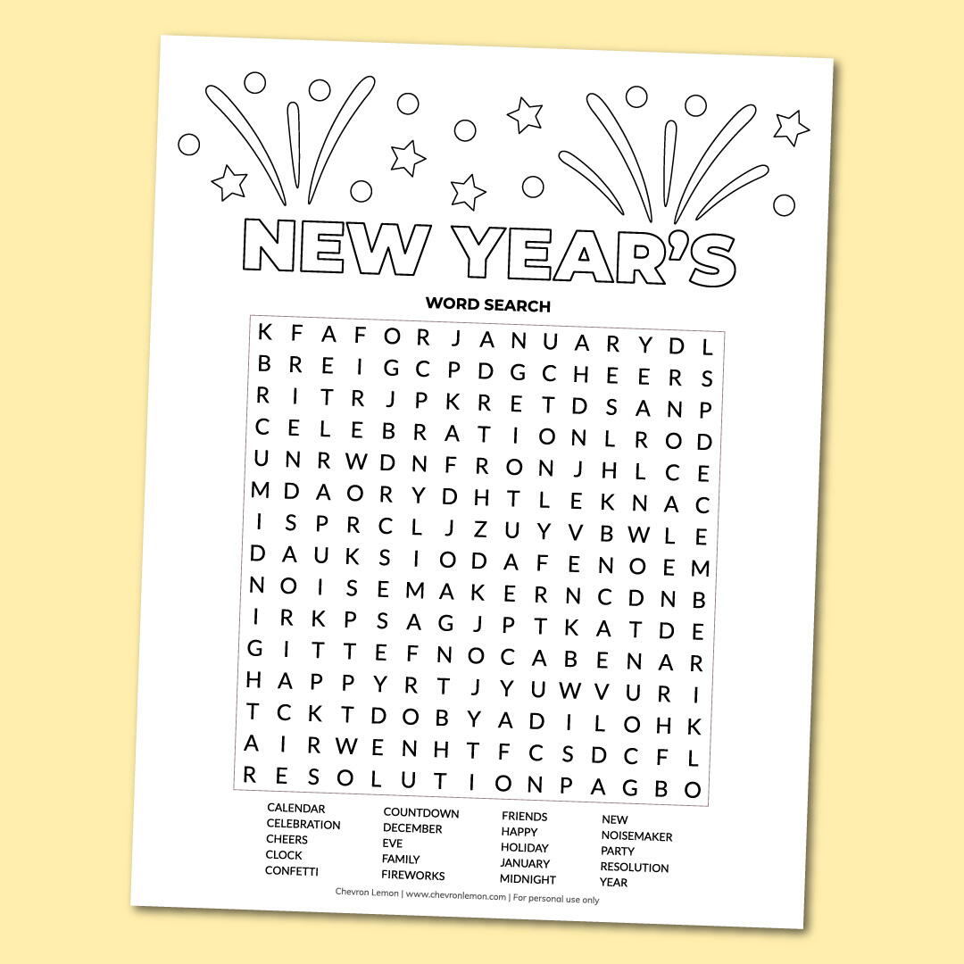 Printable New Year's Word Search Puzzle | FaveCrafts.com