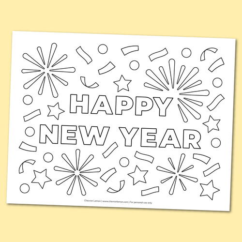 Happy New Year Coloring Page | AllFreeHolidayCrafts.com
