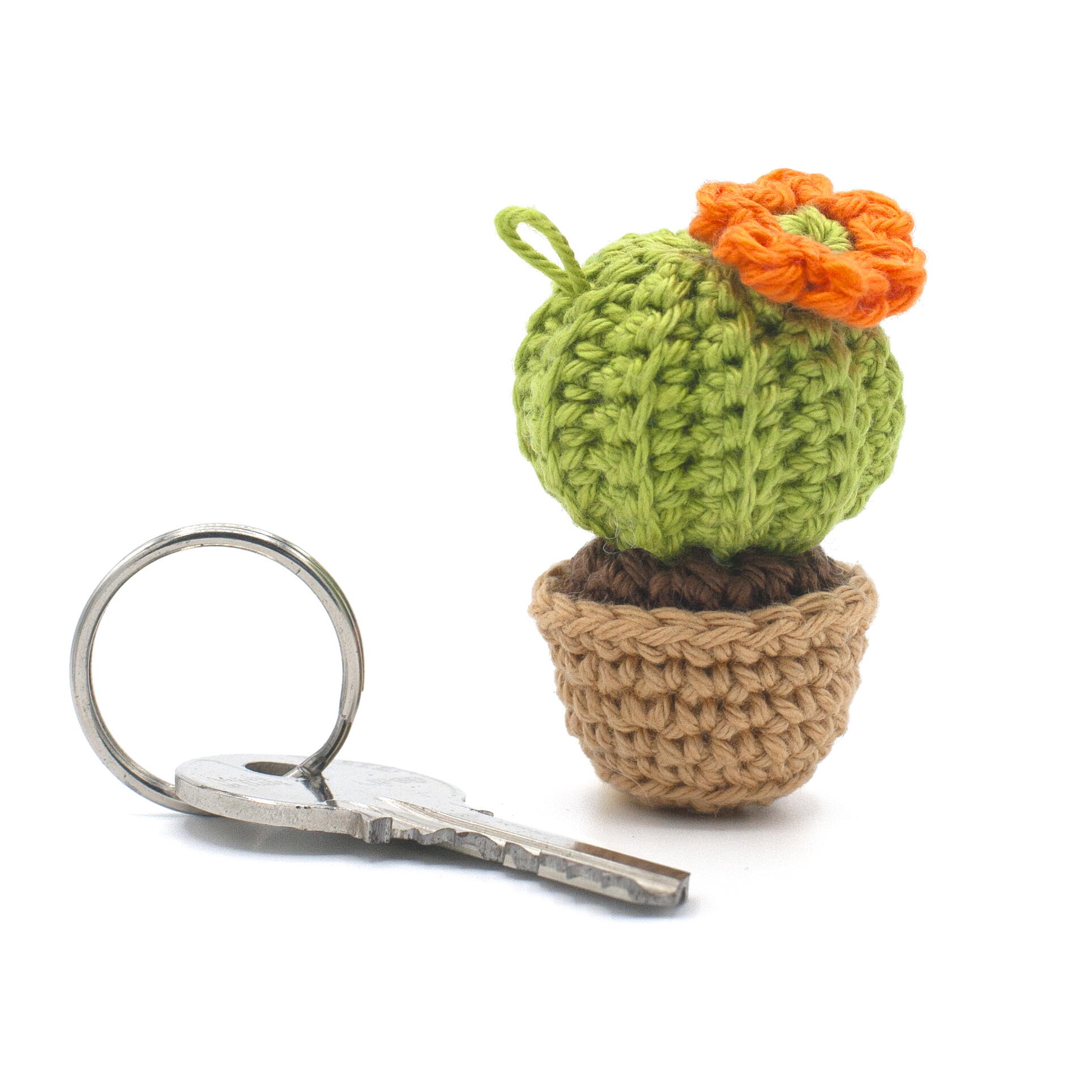 Mini Cactus Keychain Crochet Pattern | AllFreeCrochet.com