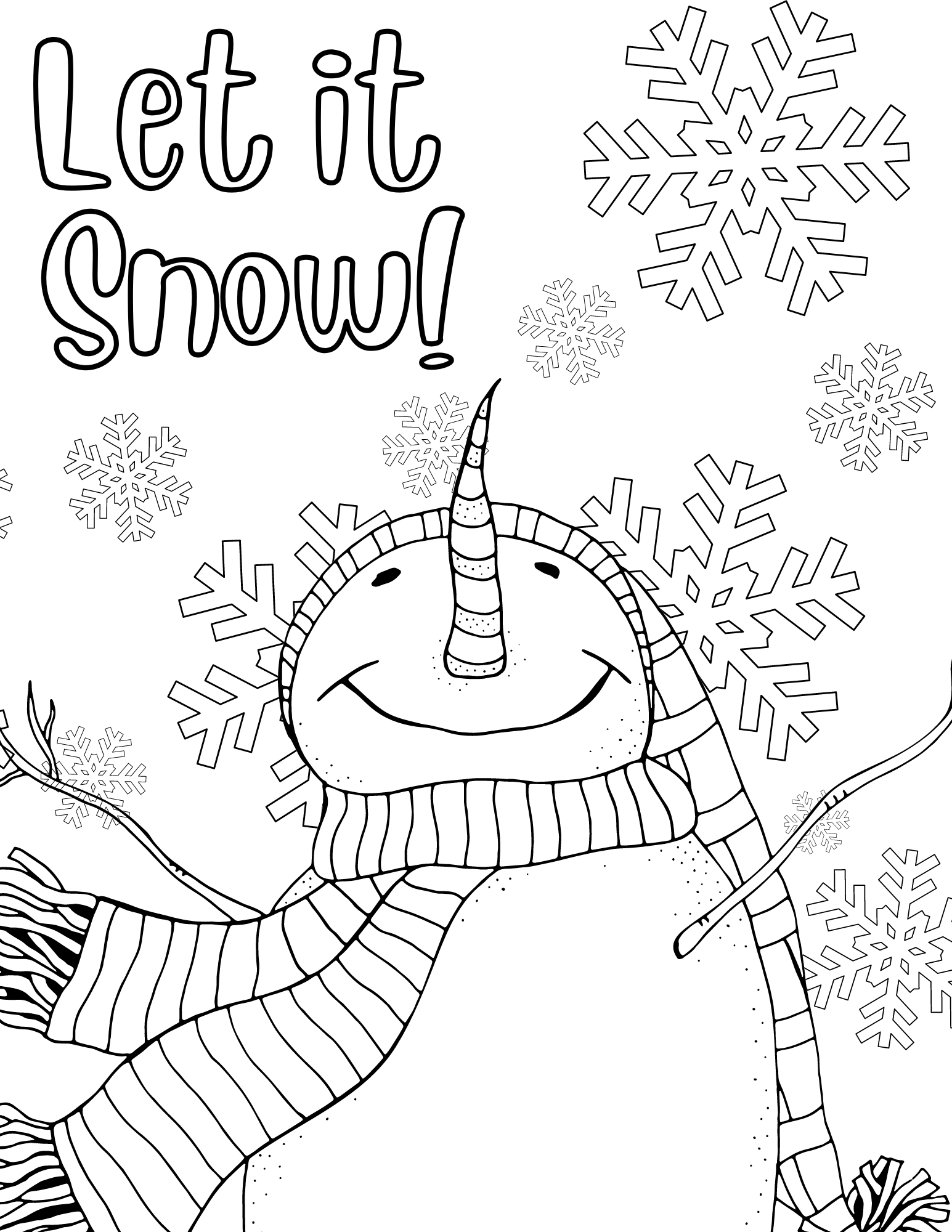 Cute Snowman Coloring Pages | AllFreeHolidayCrafts.com