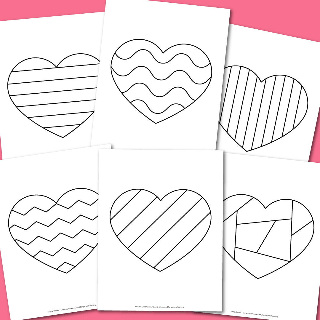 Printable Patterned Hearts Coloring Pages | AllFreeKidsCrafts.com