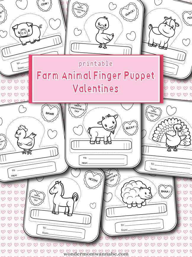 Farm Animal Valentine Finger Puppets | AllFreePaperCrafts.com