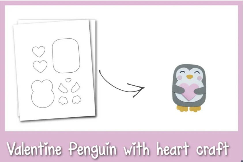 Valentine Penguin With Heart Craft | AllFreeKidsCrafts.com