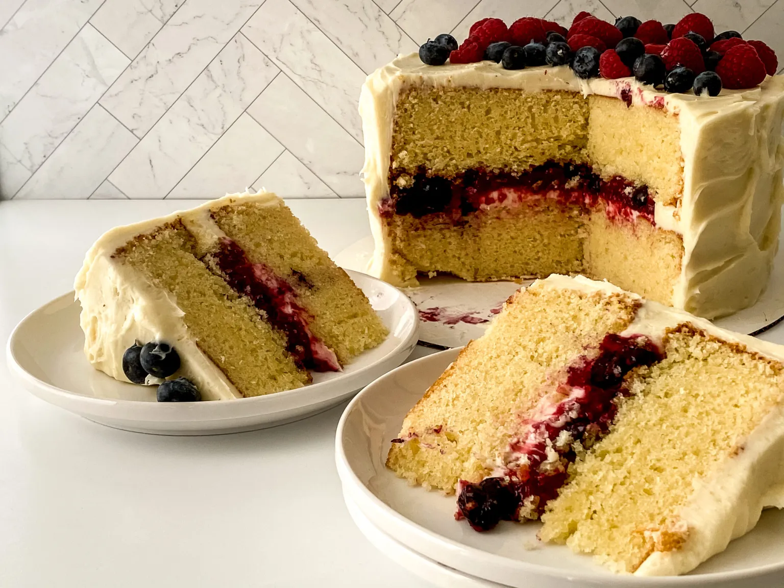 Mixed Berry Chantilly Cake | TheBestDessertRecipes.com
