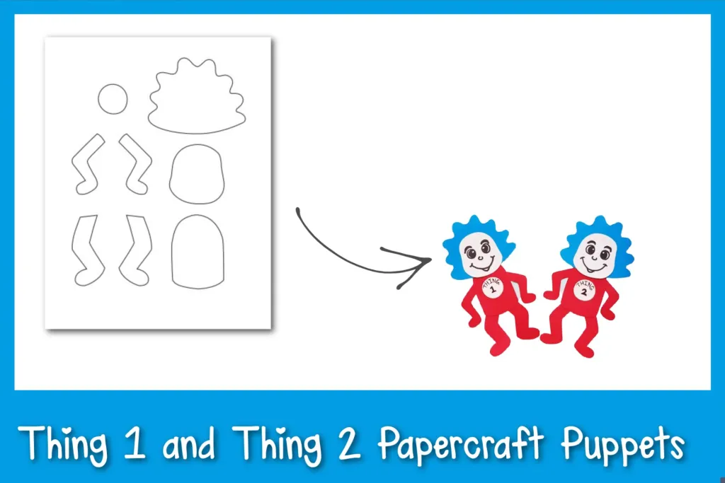 Thing 1 Thing 2 Papercraft Puppets | AllFreePaperCrafts.com