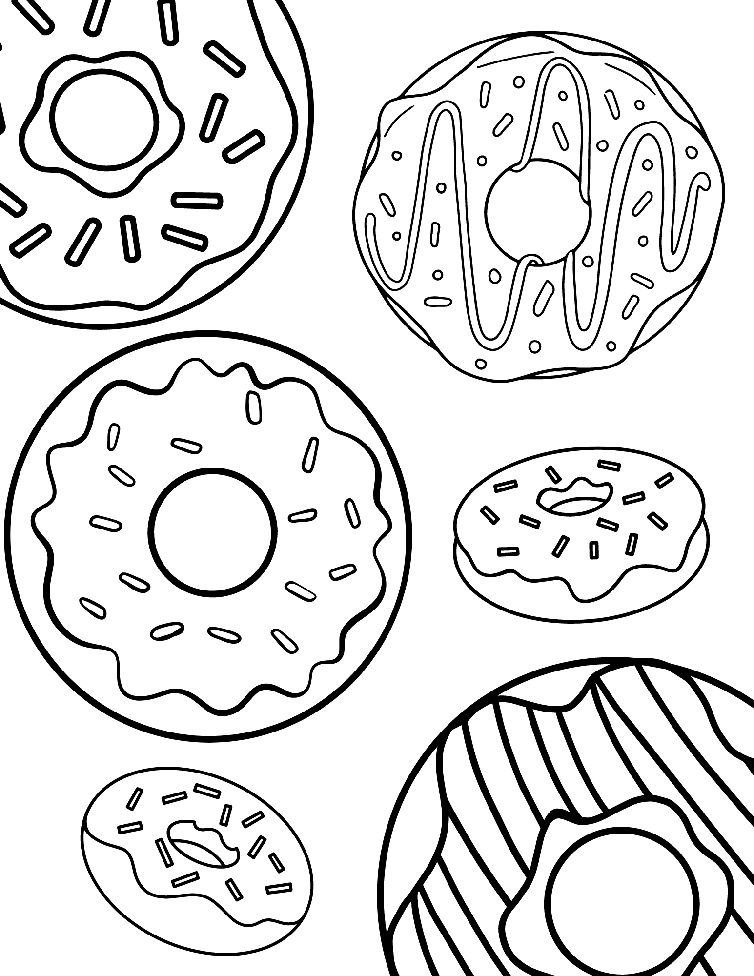 Cute Donut Coloring Pages | AllFreeKidsCrafts.com