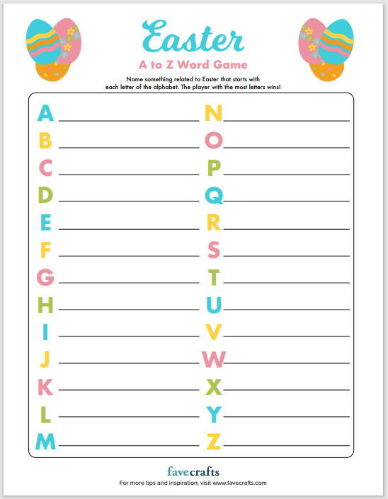 Printable Easter A-Z Word Game | FaveCrafts.com