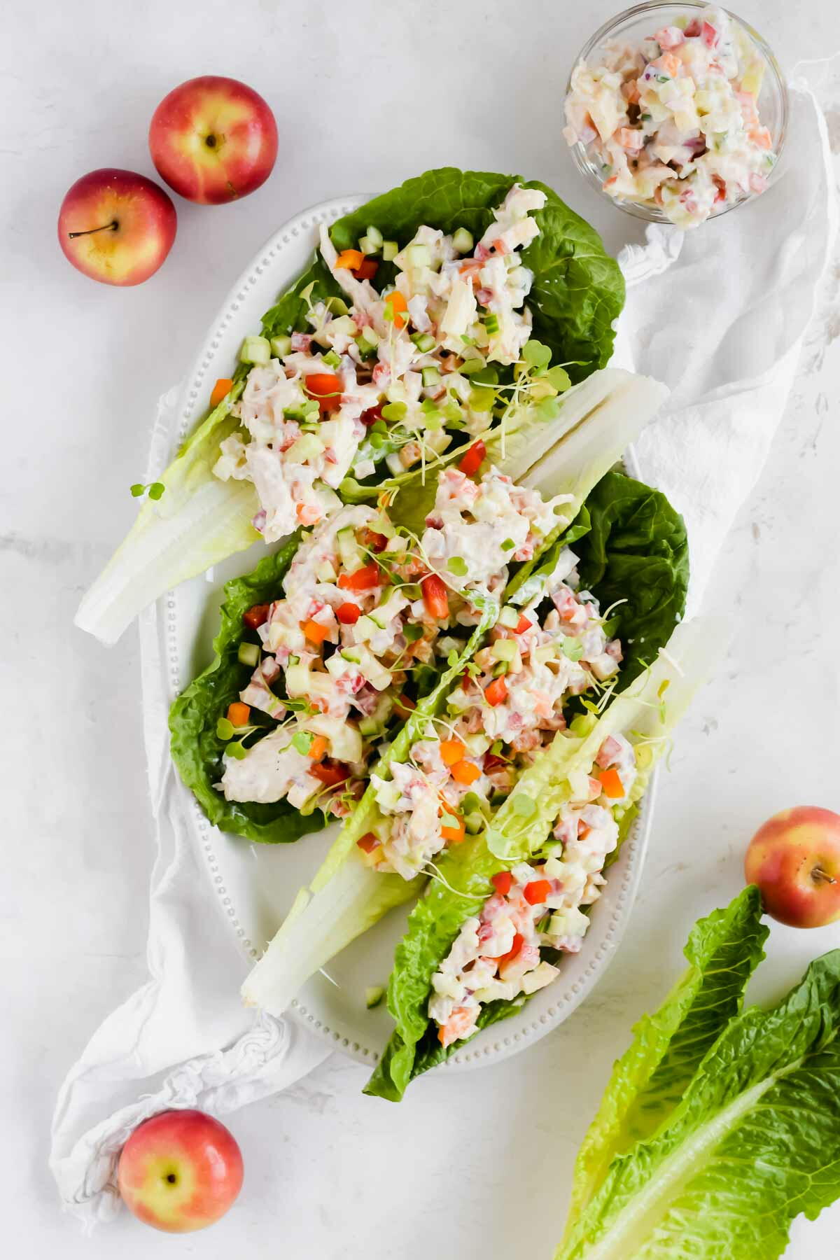 Rainbow Chicken Salad Lettuce Wraps | RecipeLion.com