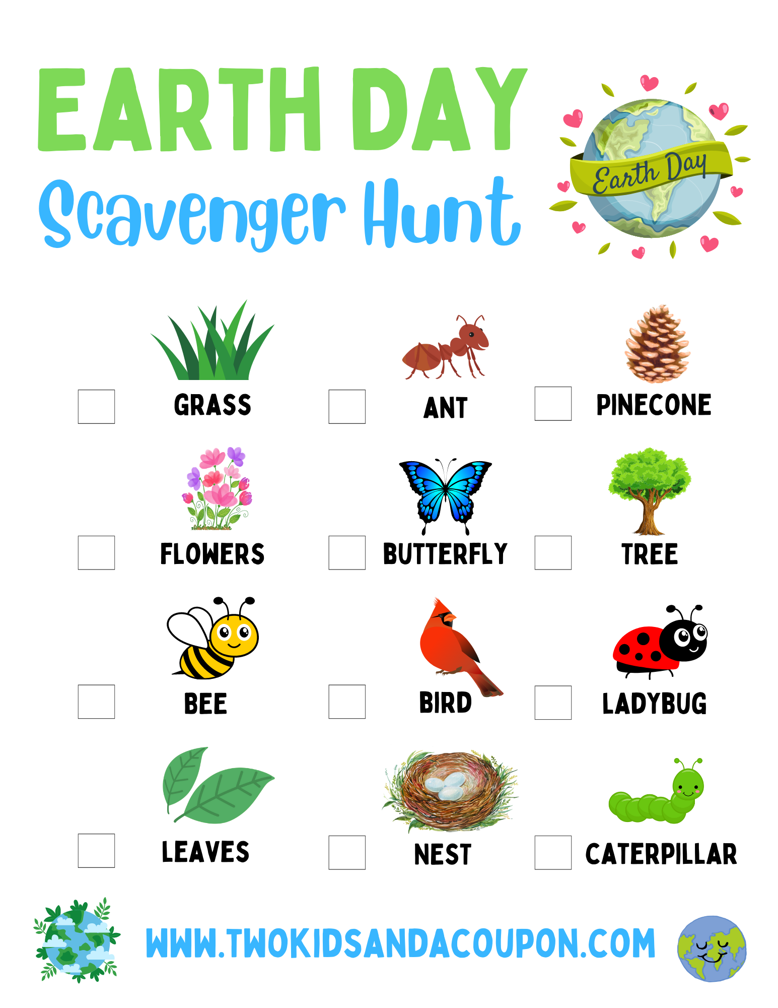 Free Printable Earth Day Scavenger Hunt For Kids | AllFreeHolidayCrafts.com
