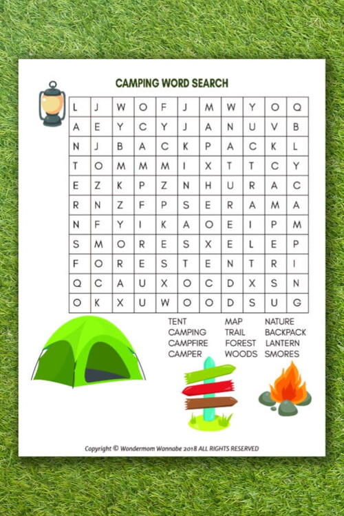 Camping Word Search For Kids | AllFreeKidsCrafts.com