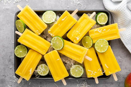 Coconut Lime Mango Popsicles Recipe | TheBestDessertRecipes.com