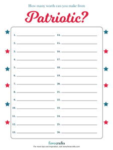 How Many Words Can You Make out of These Letters Game: Patriotic ...