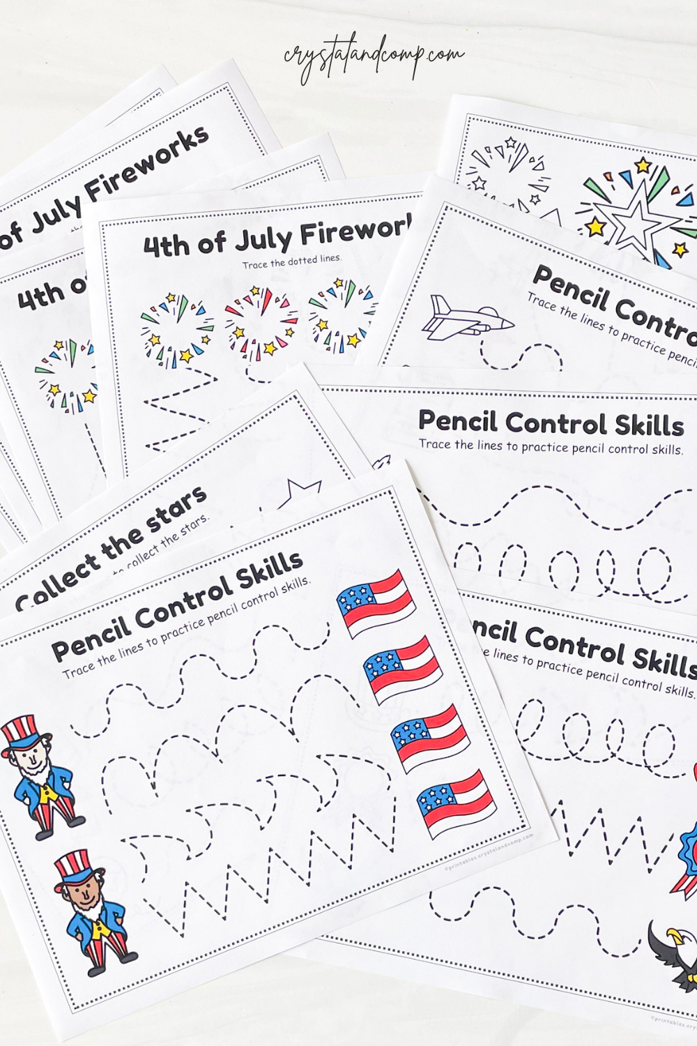 4th Of July Line Tracing Printables | AllFreePaperCrafts.com