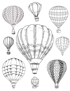 Hot Air Balloon Pencil Drawing