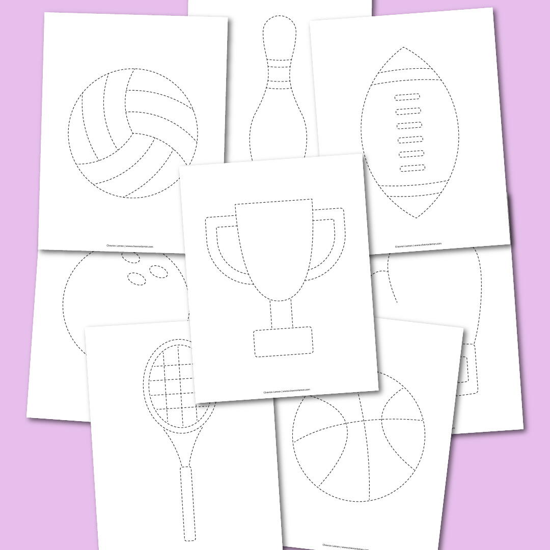 Printable Sports Picture Tracing Worksheets | DIYIdeaCenter.com