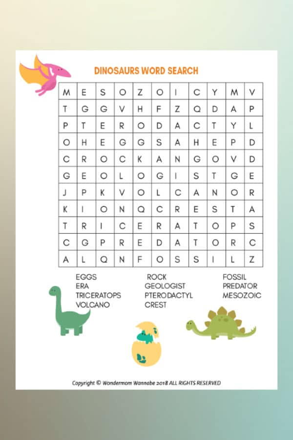 Printable Dinosaur Word Search For Kids | AllFreePaperCrafts.com