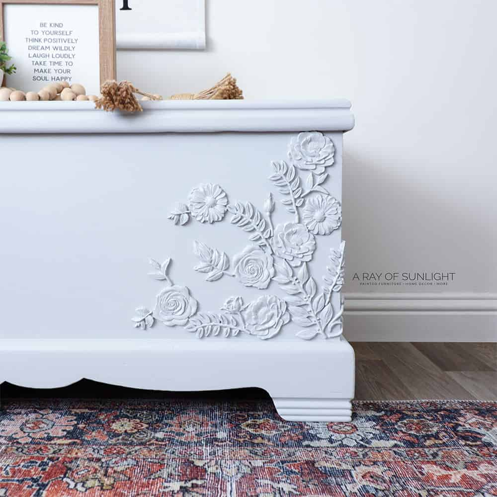 White Floral Cedar Chest | DIYIdeaCenter.com