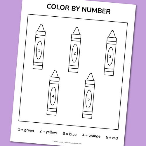 Printable Crayons Color By Number Page | AllFreeHolidayCrafts.com