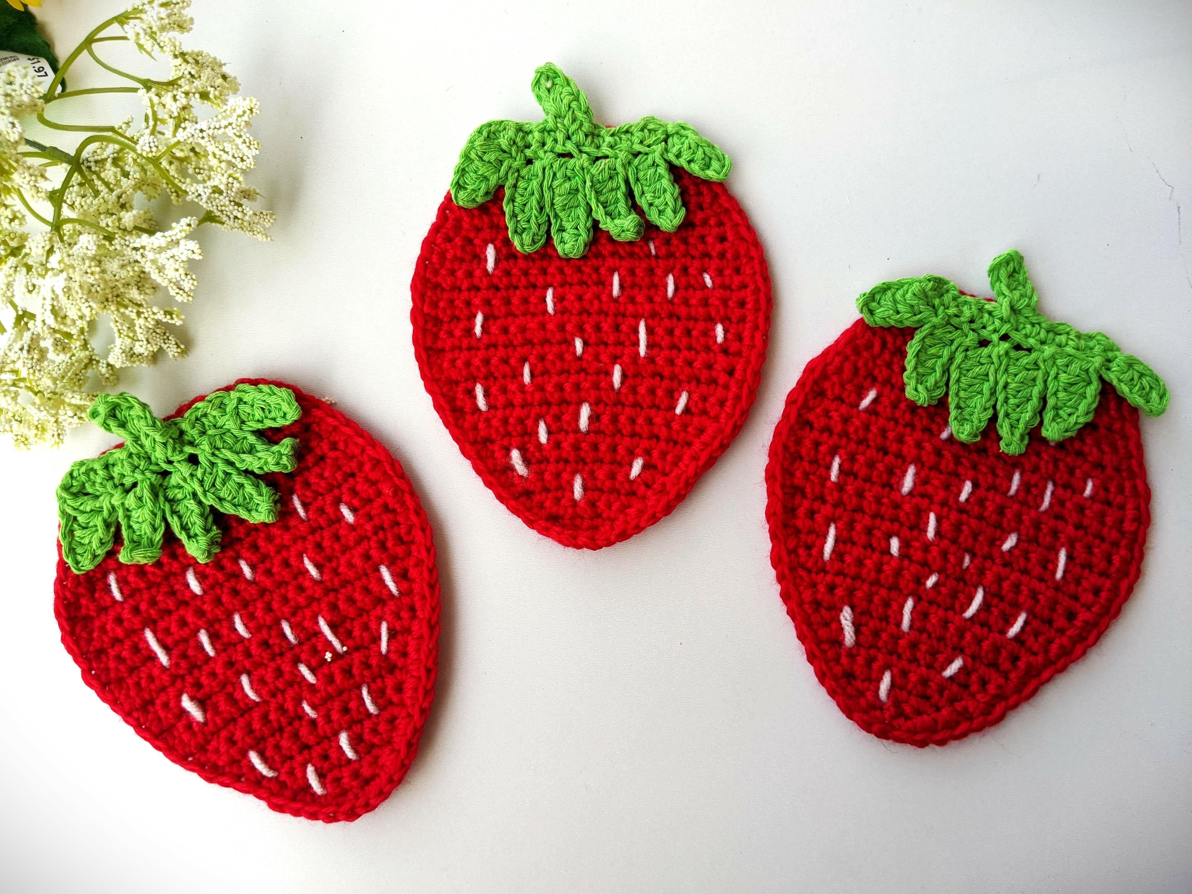 Strawberry Coaster | AllFreeCrochet.com